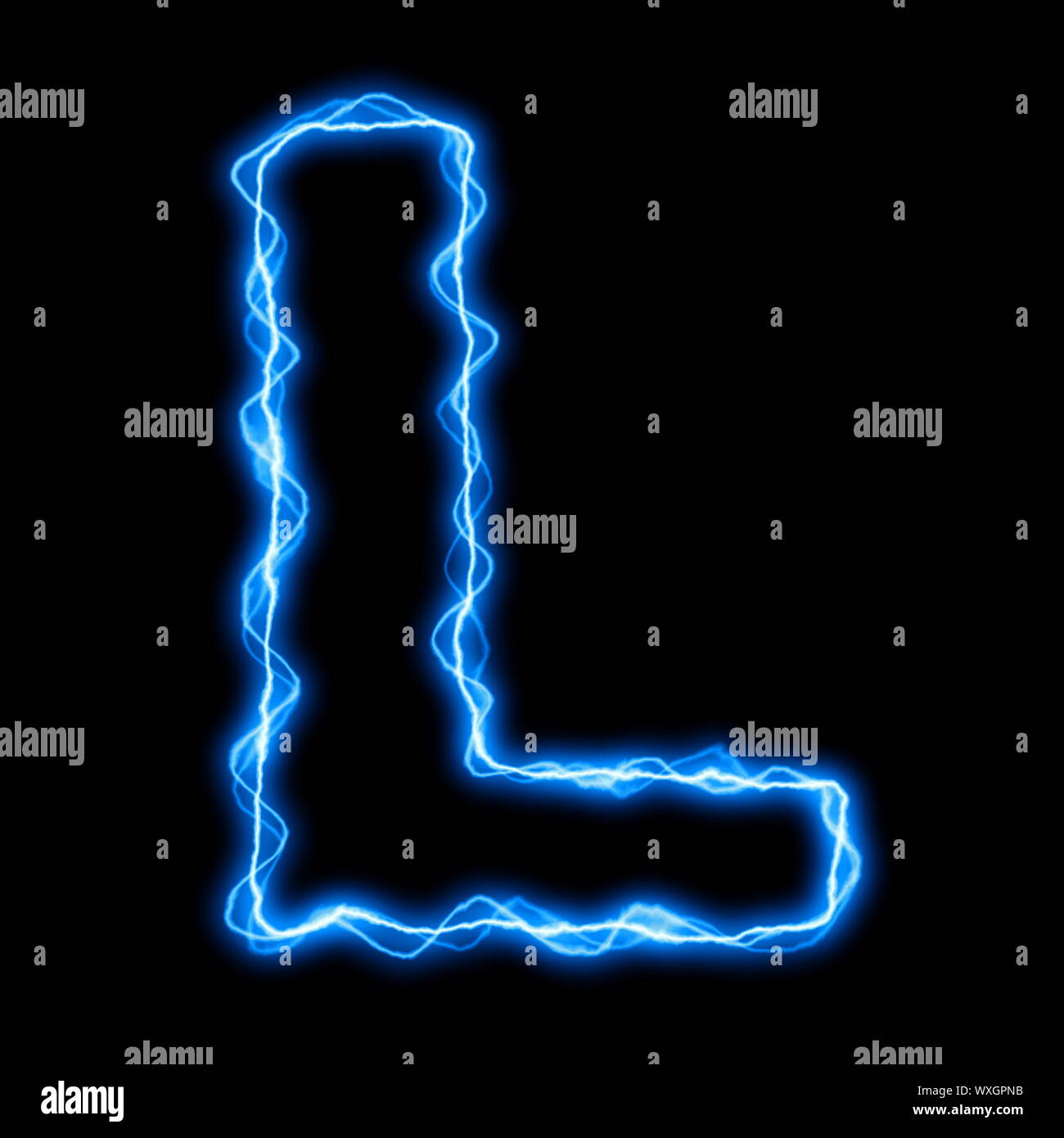 electric lightning or flash font with blue letters on black Stock Photo ...