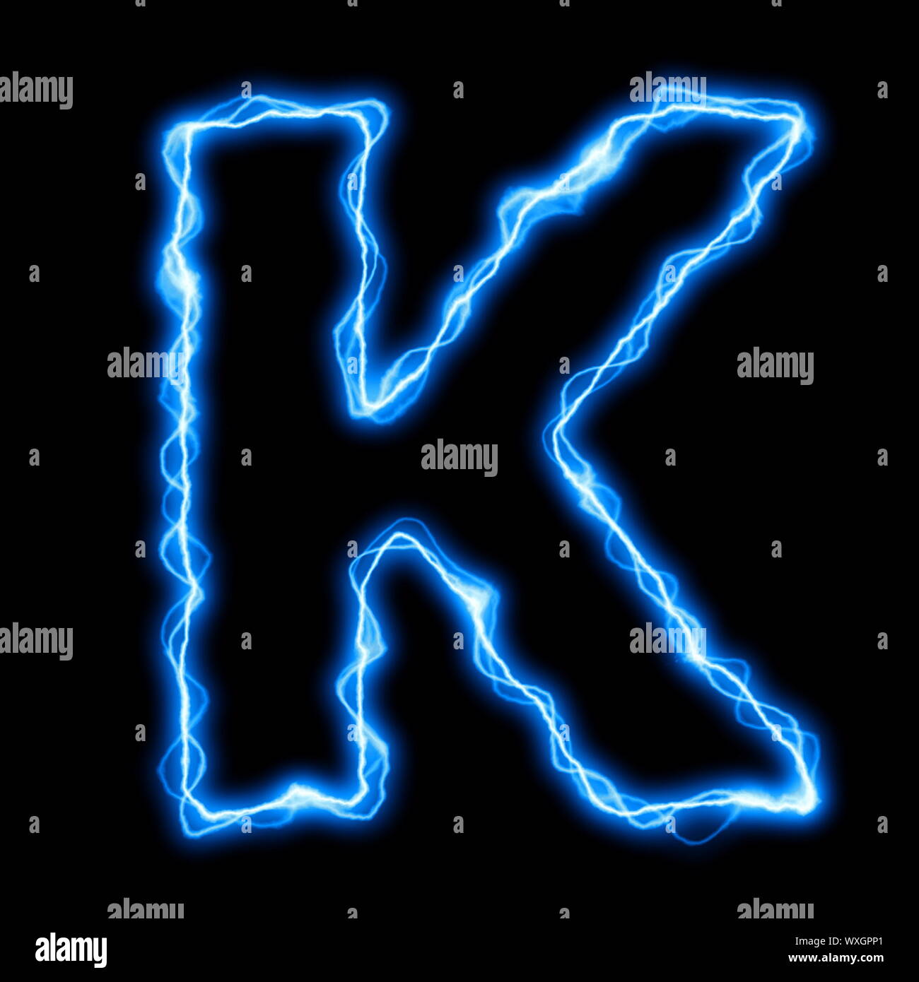 Alphabet blue lightning letters numbers hi-res stock photography and images - Alamy