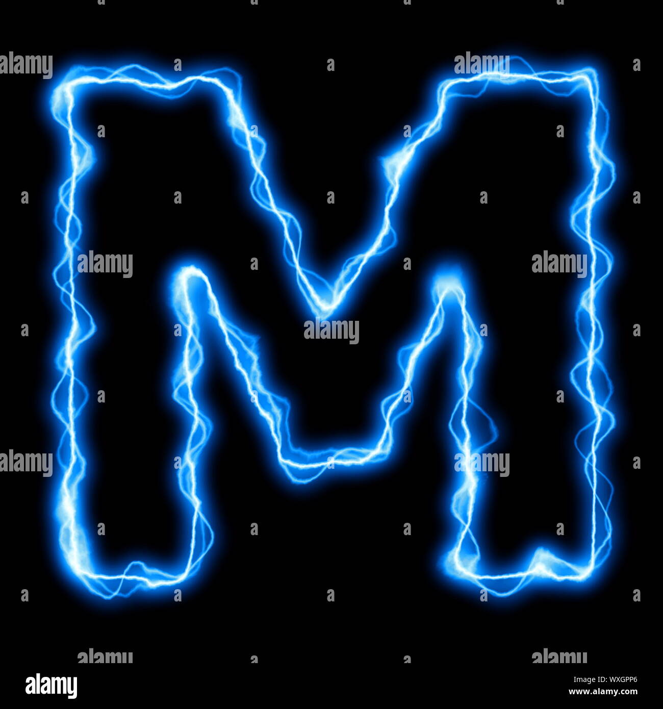 electric lightning or flash font with blue letters on black Stock Photo ...