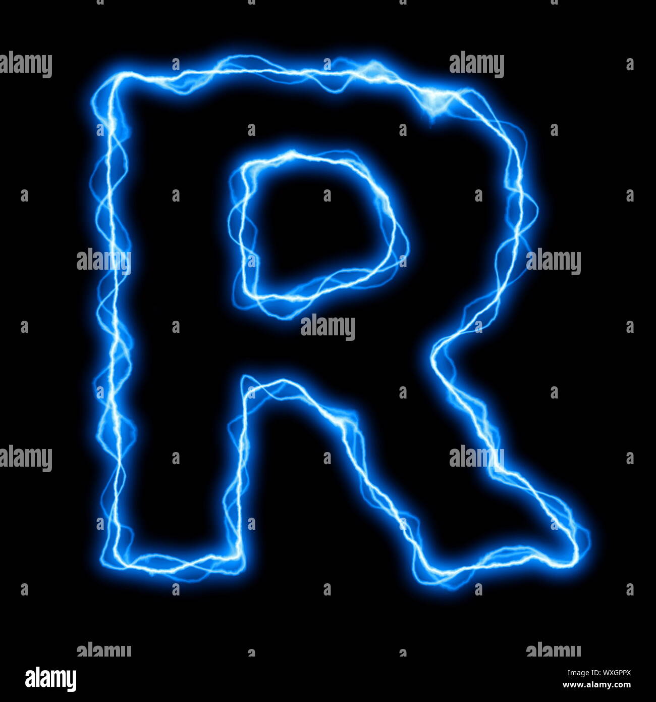 Alphabet blue lightning letters numbers hi-res stock photography and ...