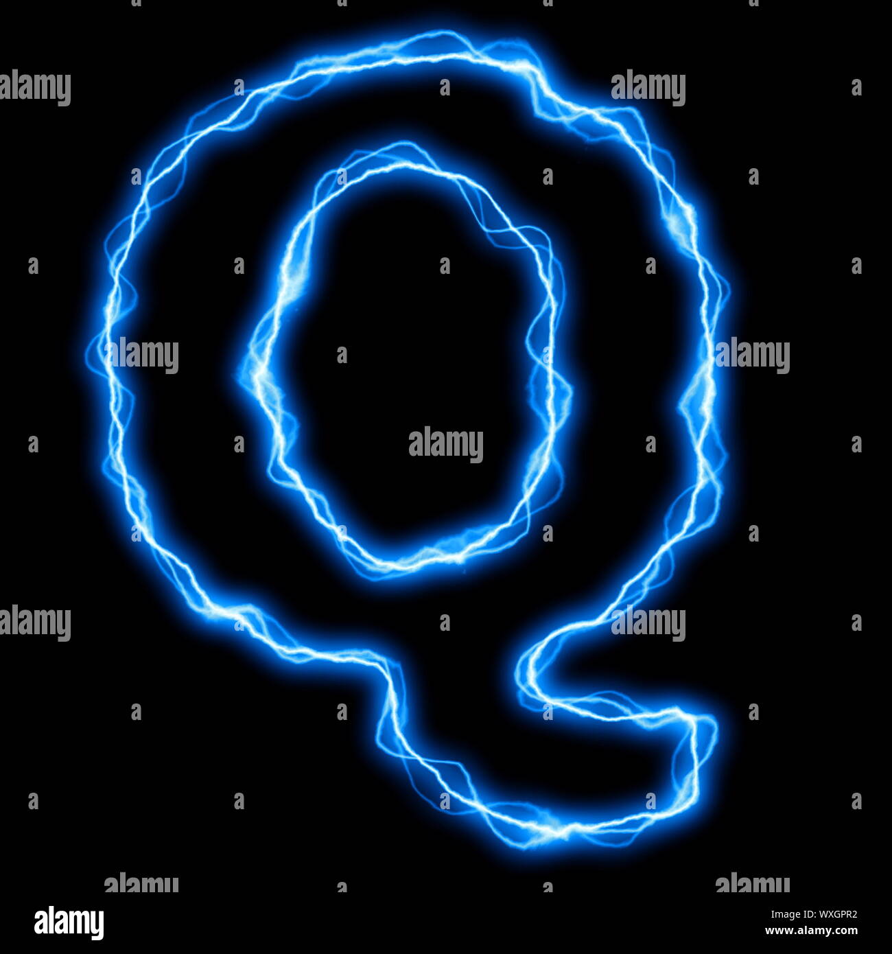 electric lightning or flash font with blue letters on black Stock Photo ...