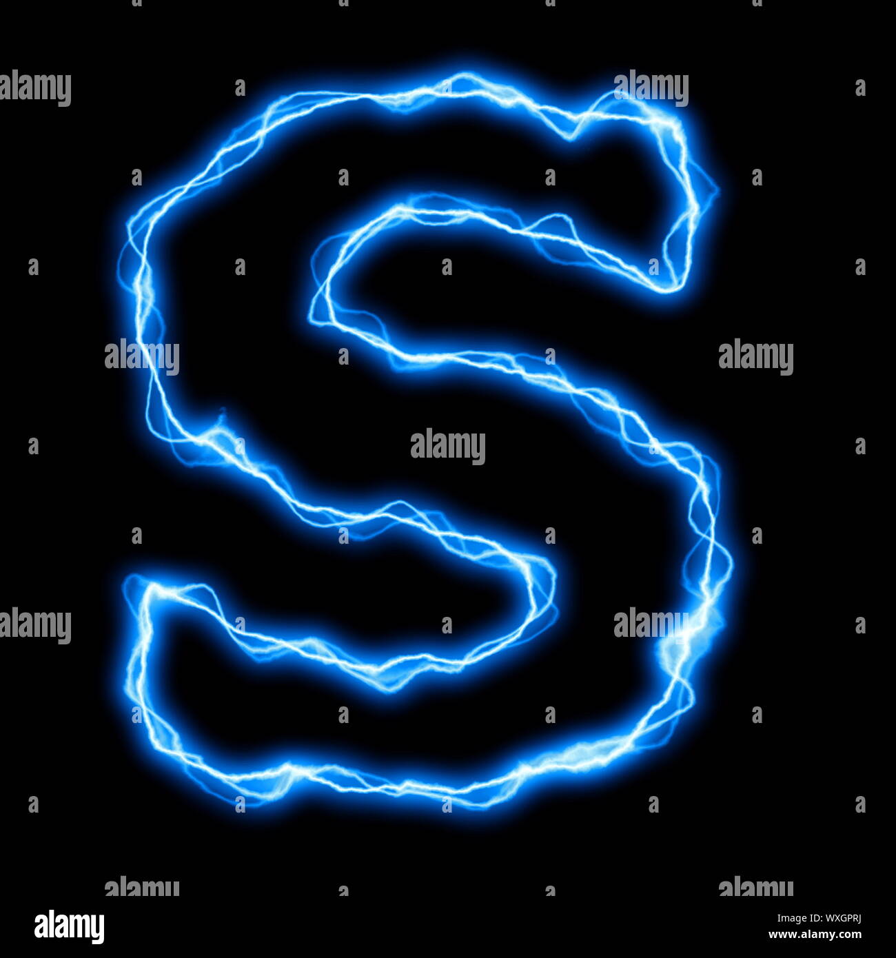 Alphabet blue lightning letters numbers hi-res stock photography and ...