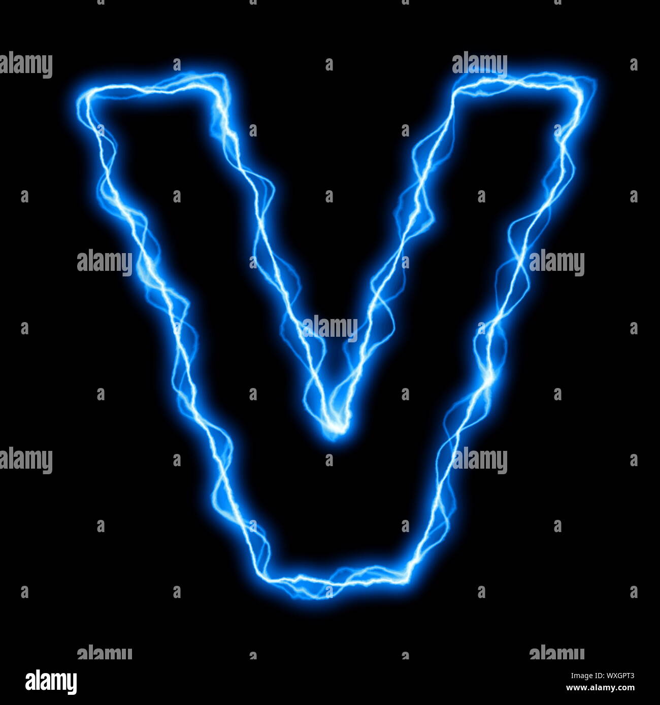 Alphabet blue lightning letters numbers hi-res stock photography and ...