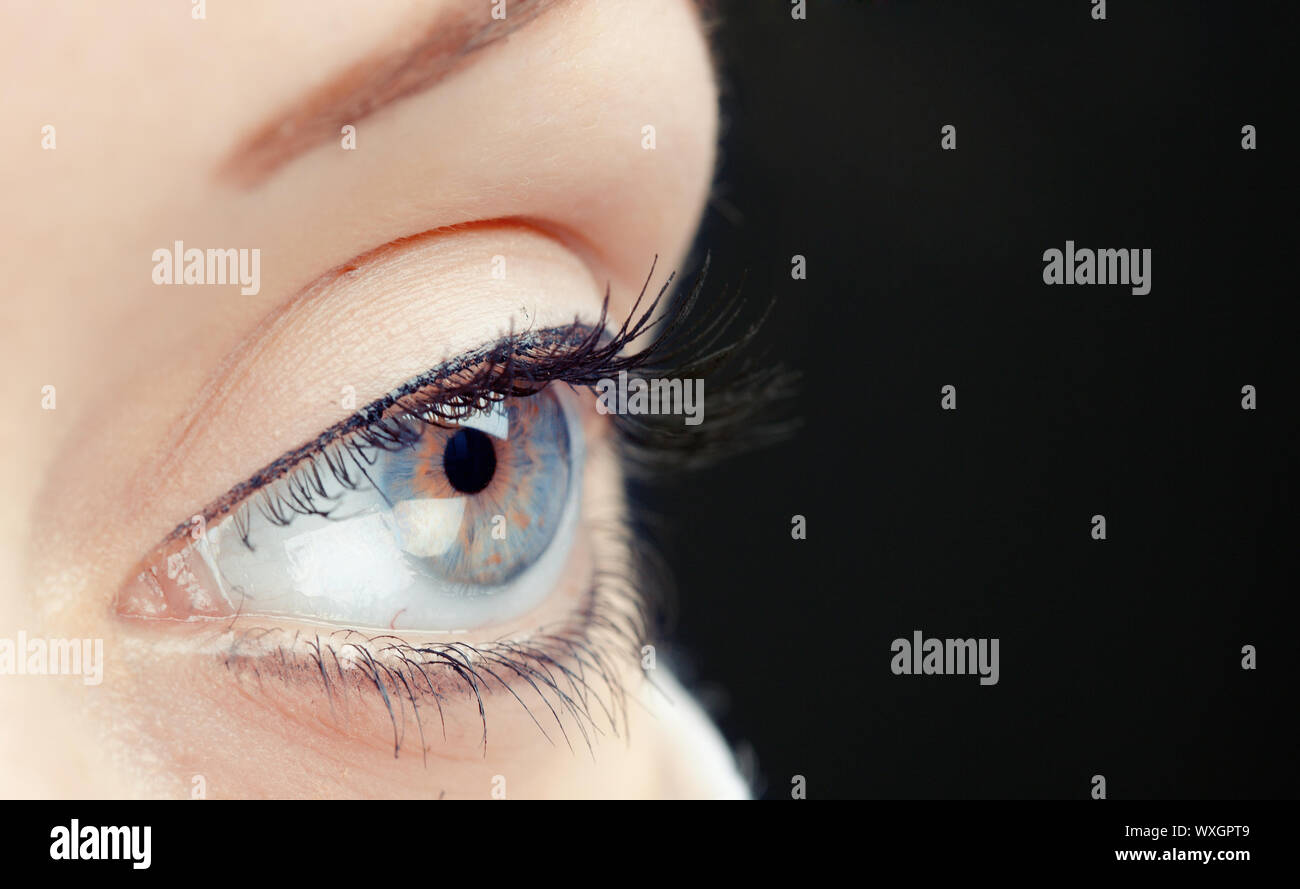Close-up photo of the human eye on a dark background Stock Photo - Alamy