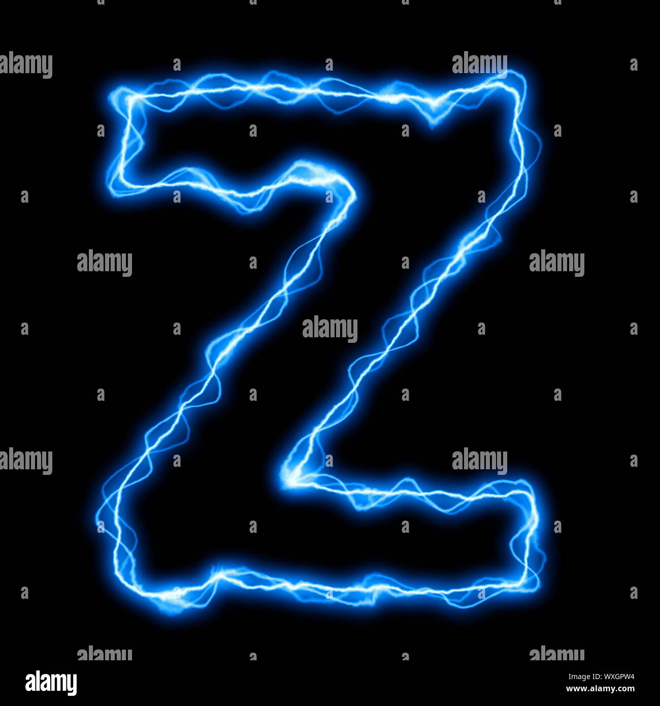 electric lightning or flash font with blue letters on black Stock Photo ...