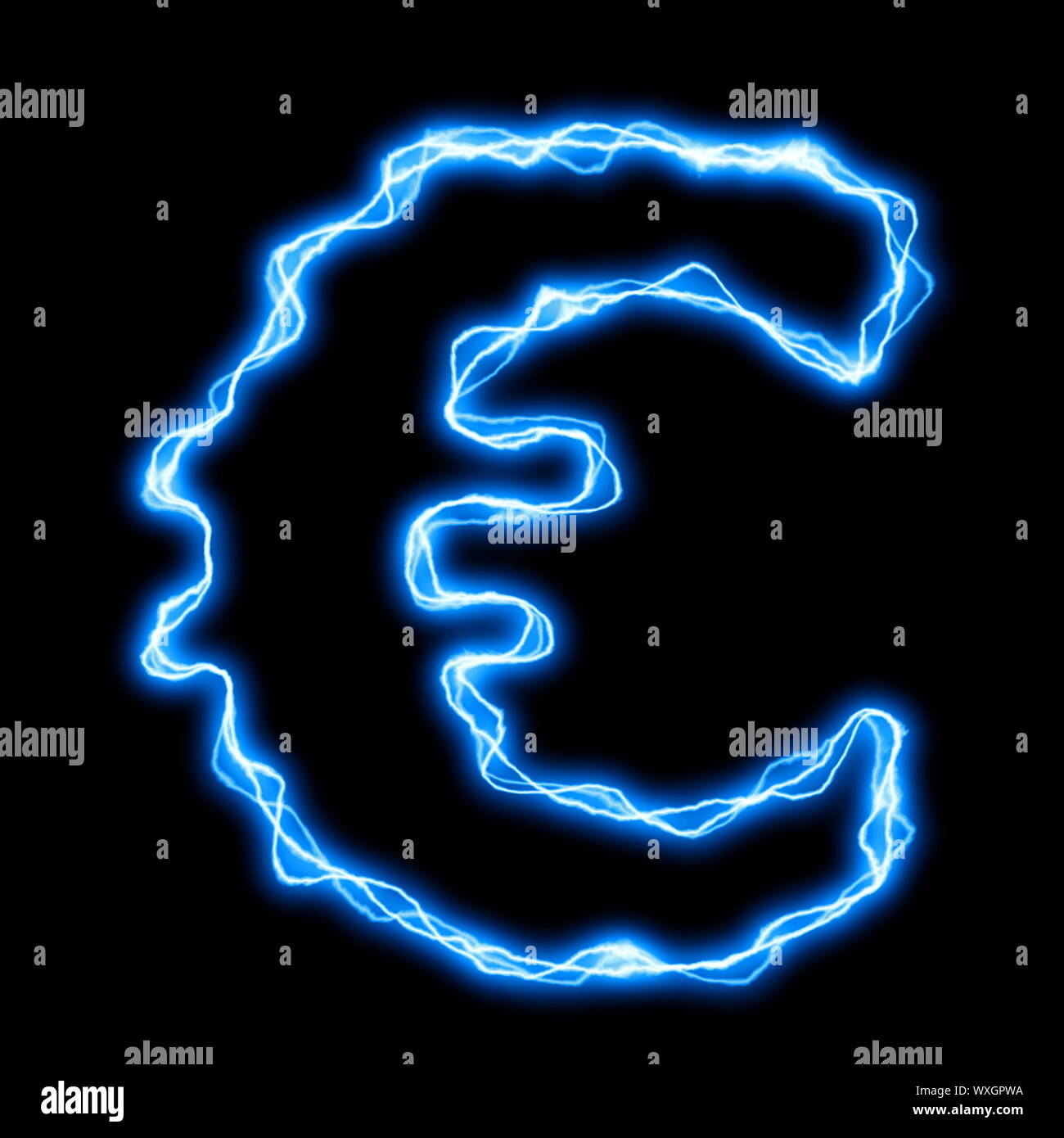 Alphabet blue lightning letters numbers hi-res stock photography and images - Alamy