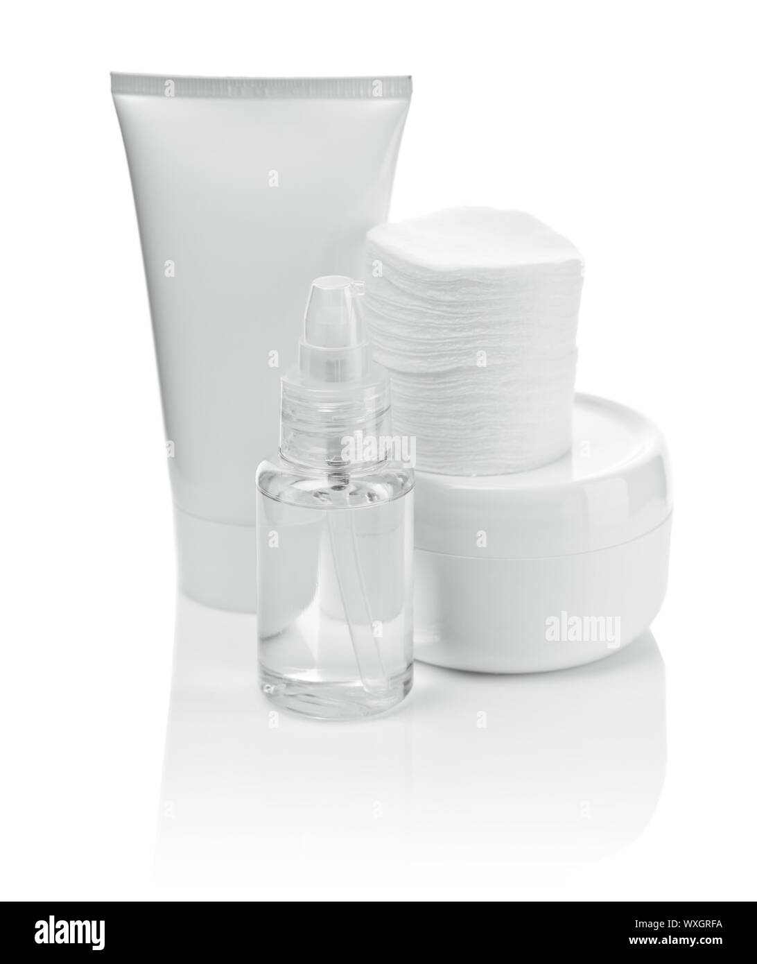 white cosmetical set isolated Stock Photo - Alamy