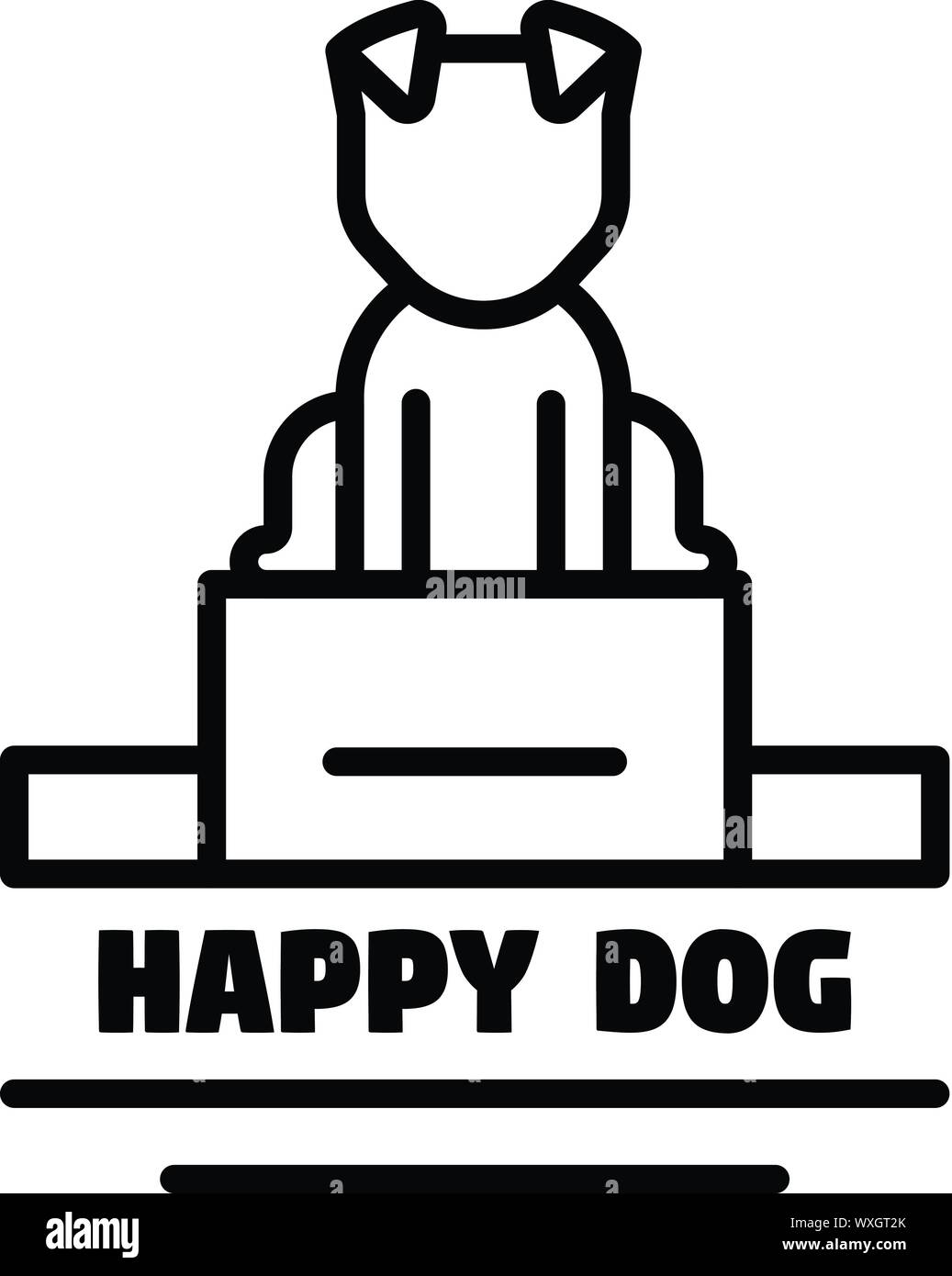 Happy dog logo. Outline happy dog vector logo for web design isolated ...