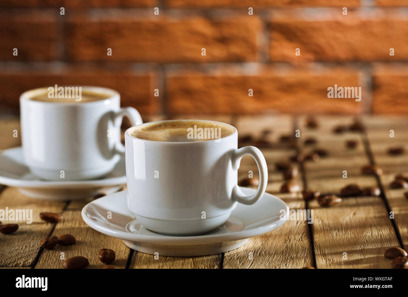 Vintage coffee shadow two cups hi-res stock photography and images - Alamy