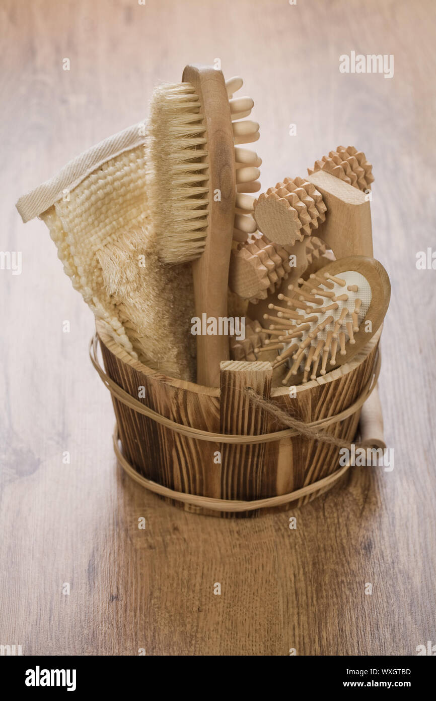 wooden bucket for bathing Stock Photo - Alamy