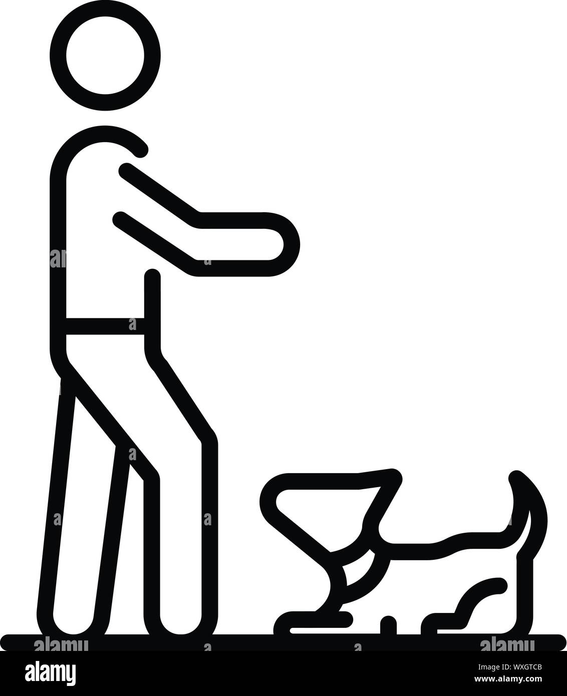 Dog play with man icon. Outline dog play with man vector icon for web ...
