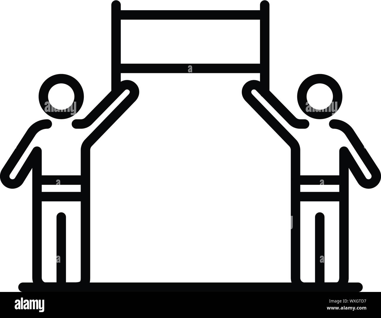 Two people protest banner icon. Outline two people protest banner ...