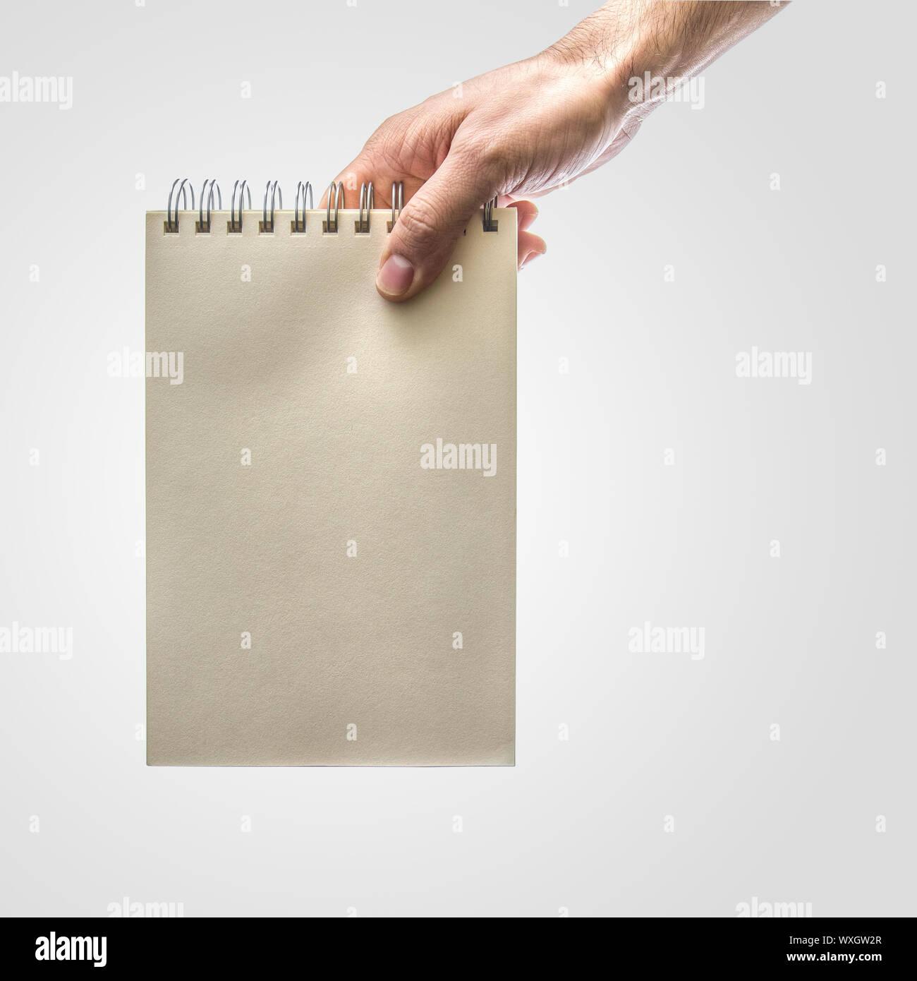 Hand holding notebook Stock Photo - Alamy