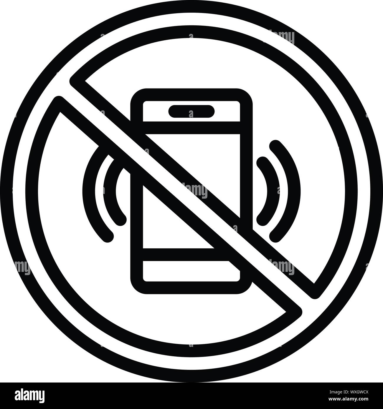 Crossed smartphone icon. Outline crossed smartphone vector icon for web ...