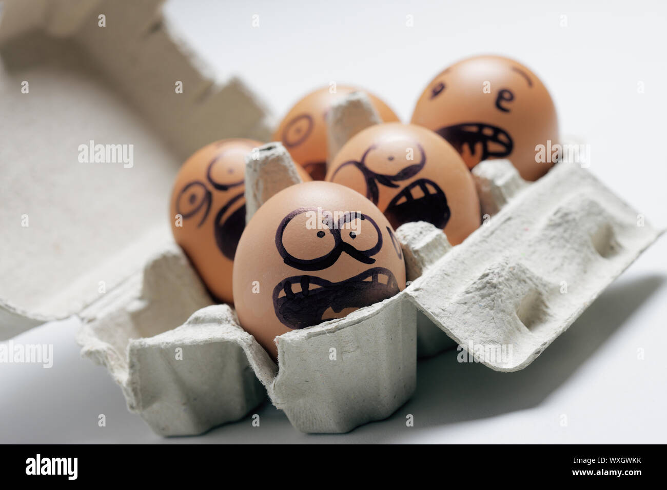 funny eggs with facial expression: scared, screaming and being ...