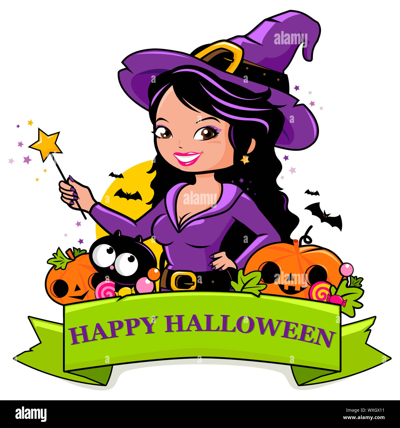 Trick treat ribbon label Cut Out Stock Images & Pictures - Alamy