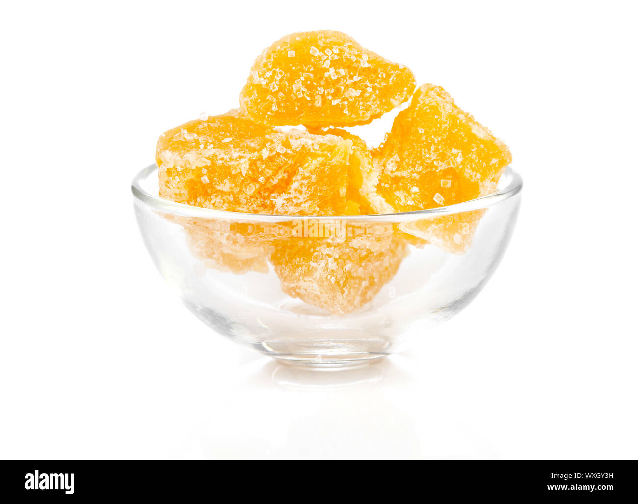 Caramelized ginger candy pieces isolated on white background Stock ...