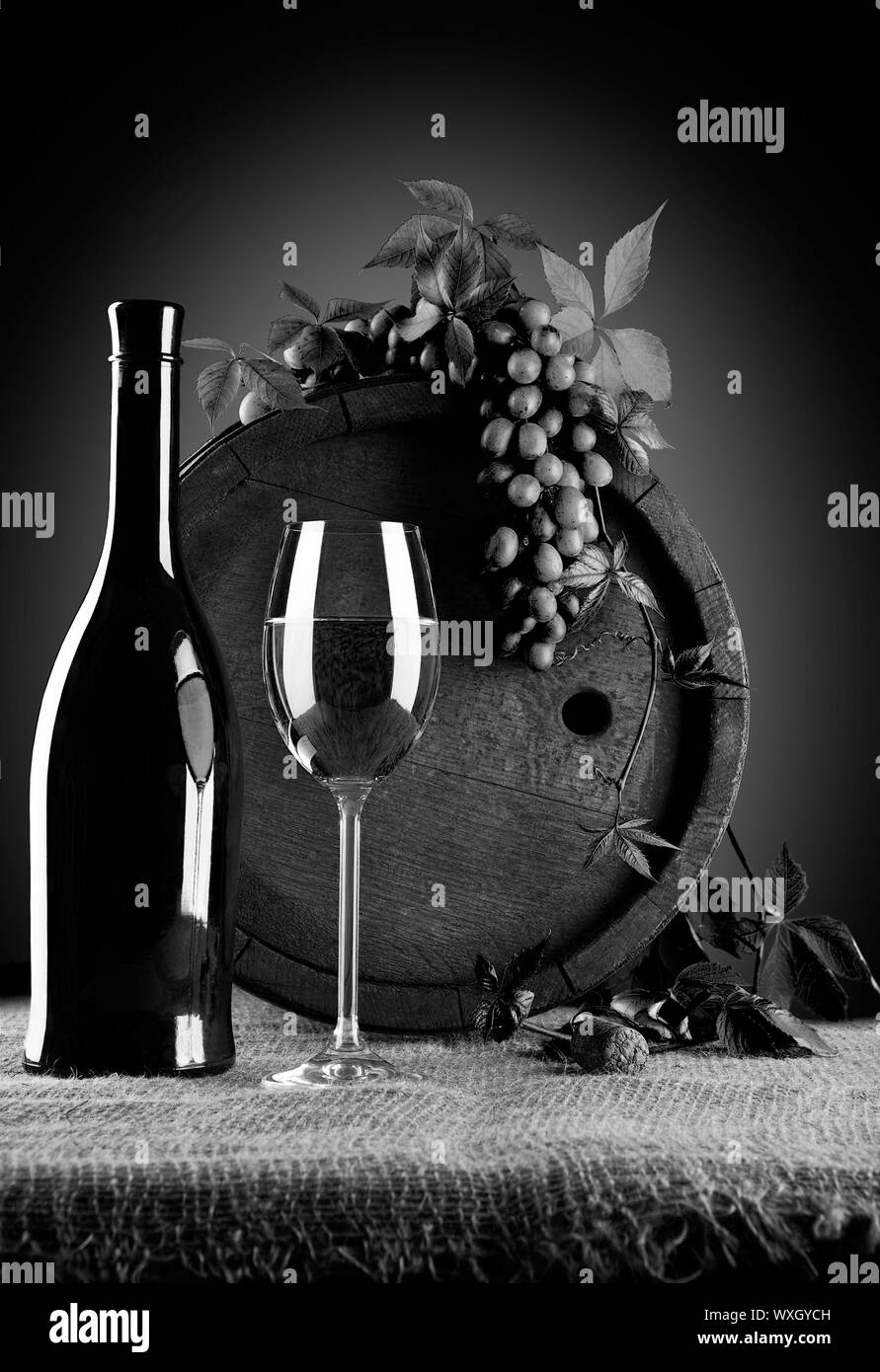 grayscale wine composition Stock Photo - Alamy