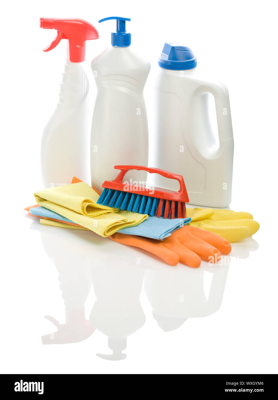 collection of objects for cleaning Stock Photo - Alamy