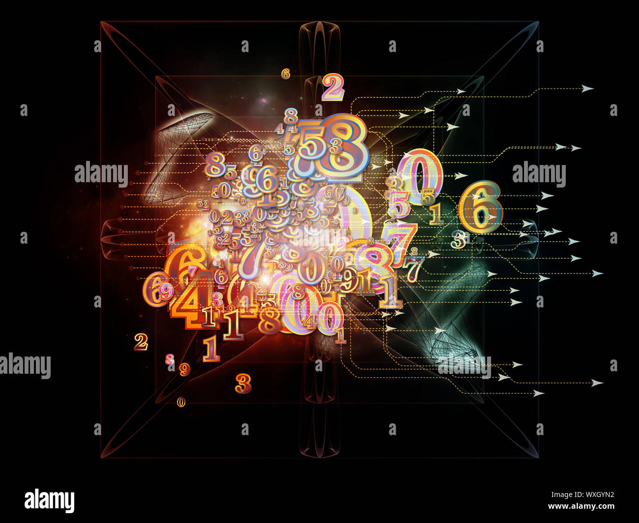 Digital Splash series. Backdrop composed of numbers, gradients and ...