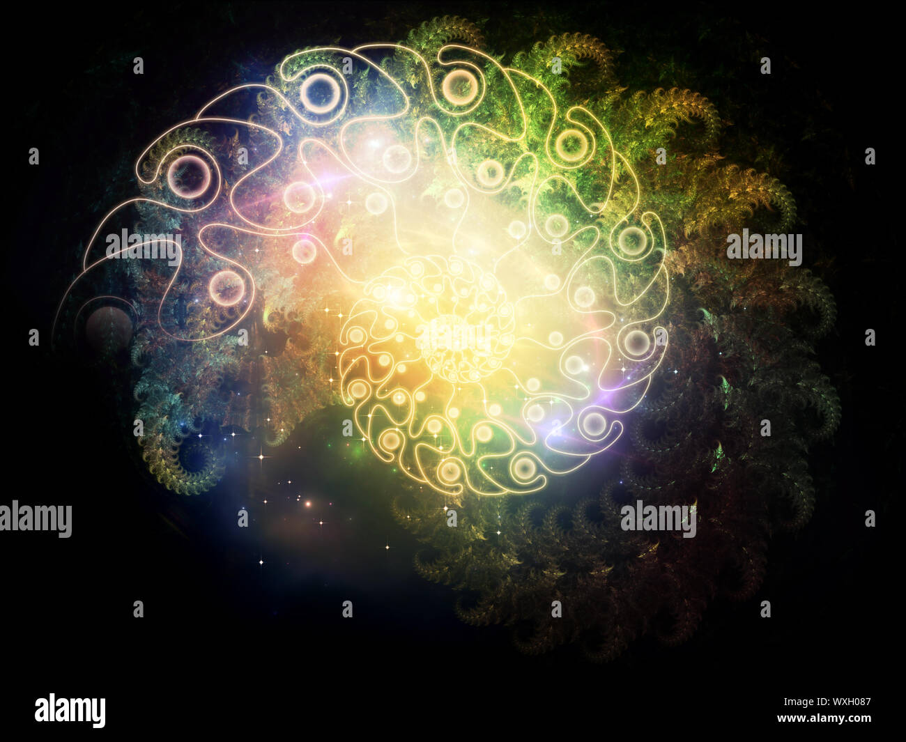 Backdrop of spiral elements on the subject of design, science and ...