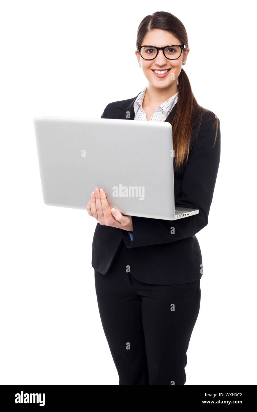 Pretty bespectacled woman mobility hi-res stock photography and images ...