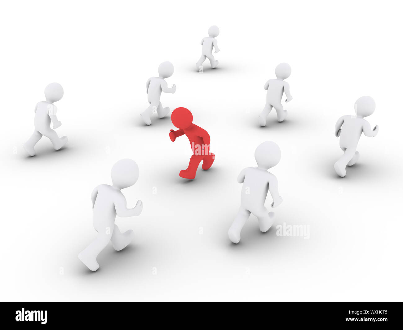 Many people running, but one is running at the opposite direction Stock ...