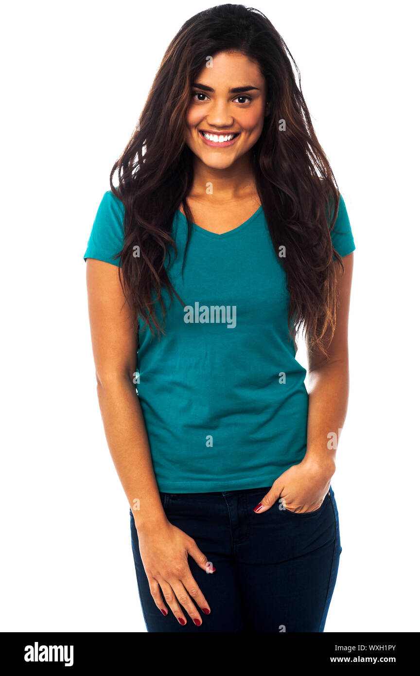 Casual gorgeous girl posing in style Stock Photo - Alamy
