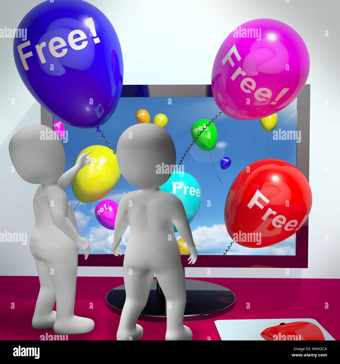Balloons With Free Shows Freebies and Promotions Online Stock Photo - Alamy