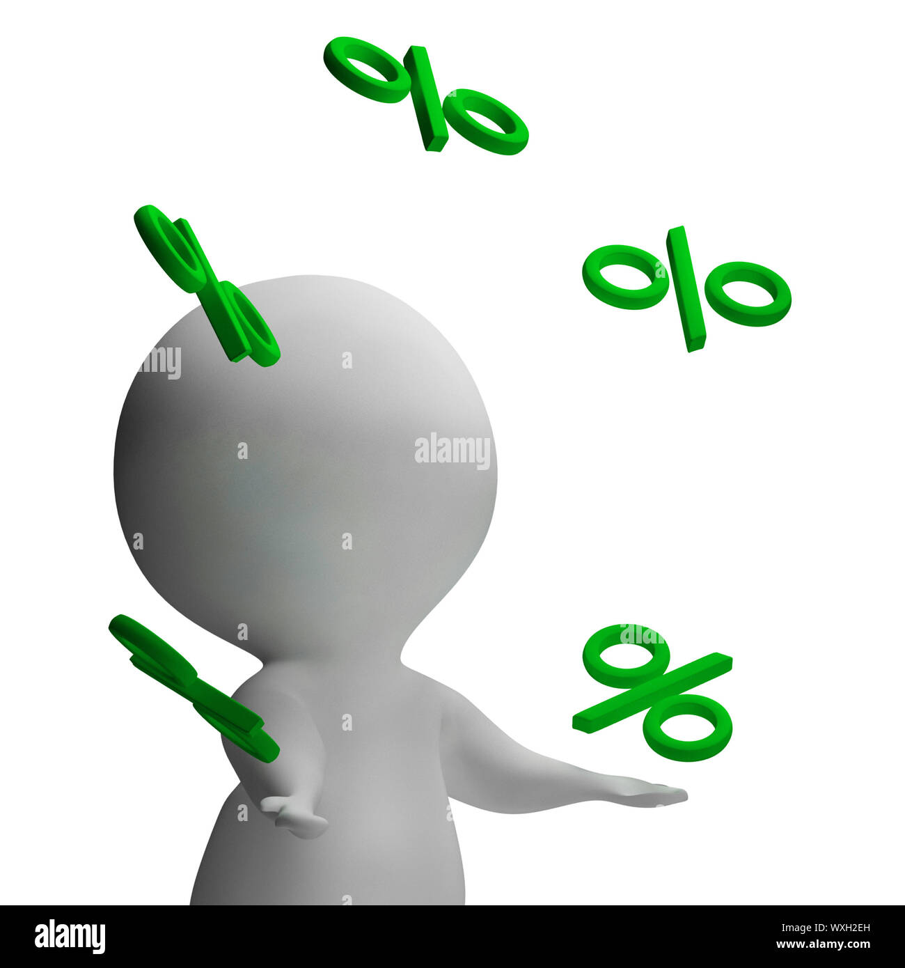 Juggling Percent Sign With 3d Man Climbing Showing Percentage Stock ...