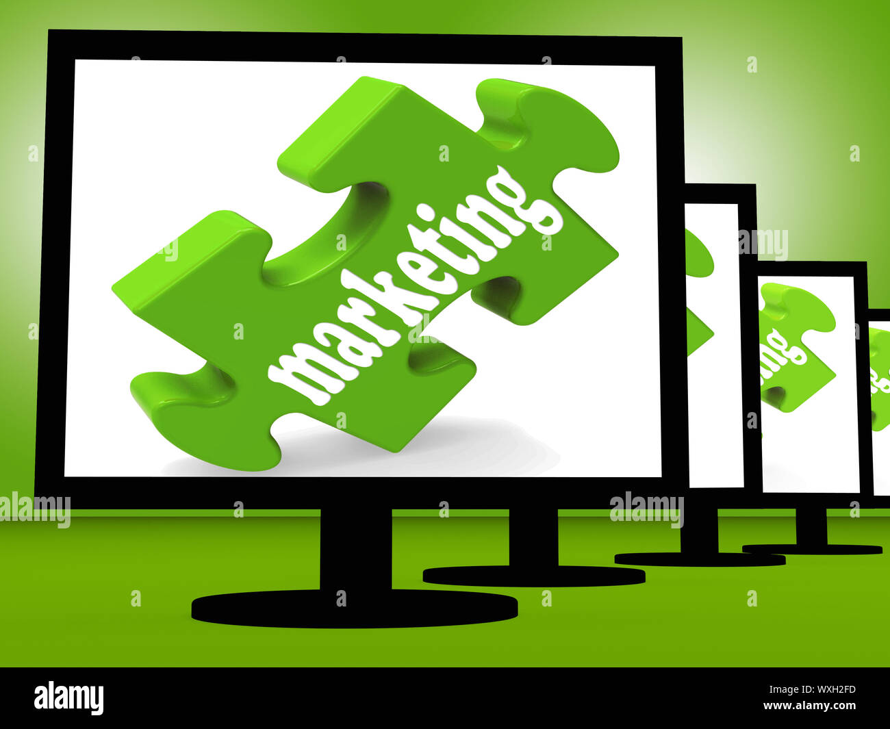 Marketing On Monitors Shows Advertisement And Publicity Stock Photo - Alamy