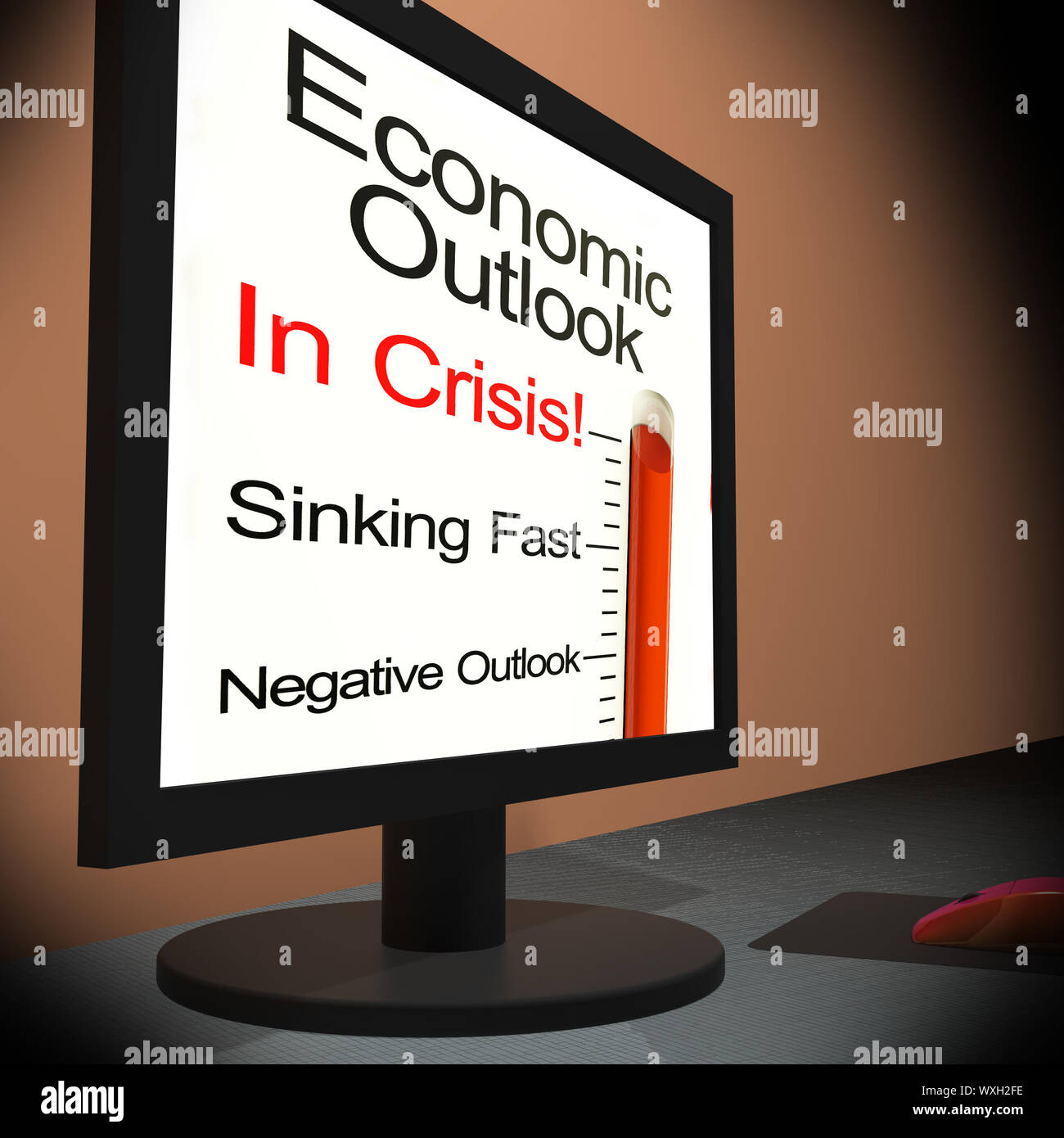 Economic Outlook On Monitor Showing Financial Forecasting Or Monetary ...