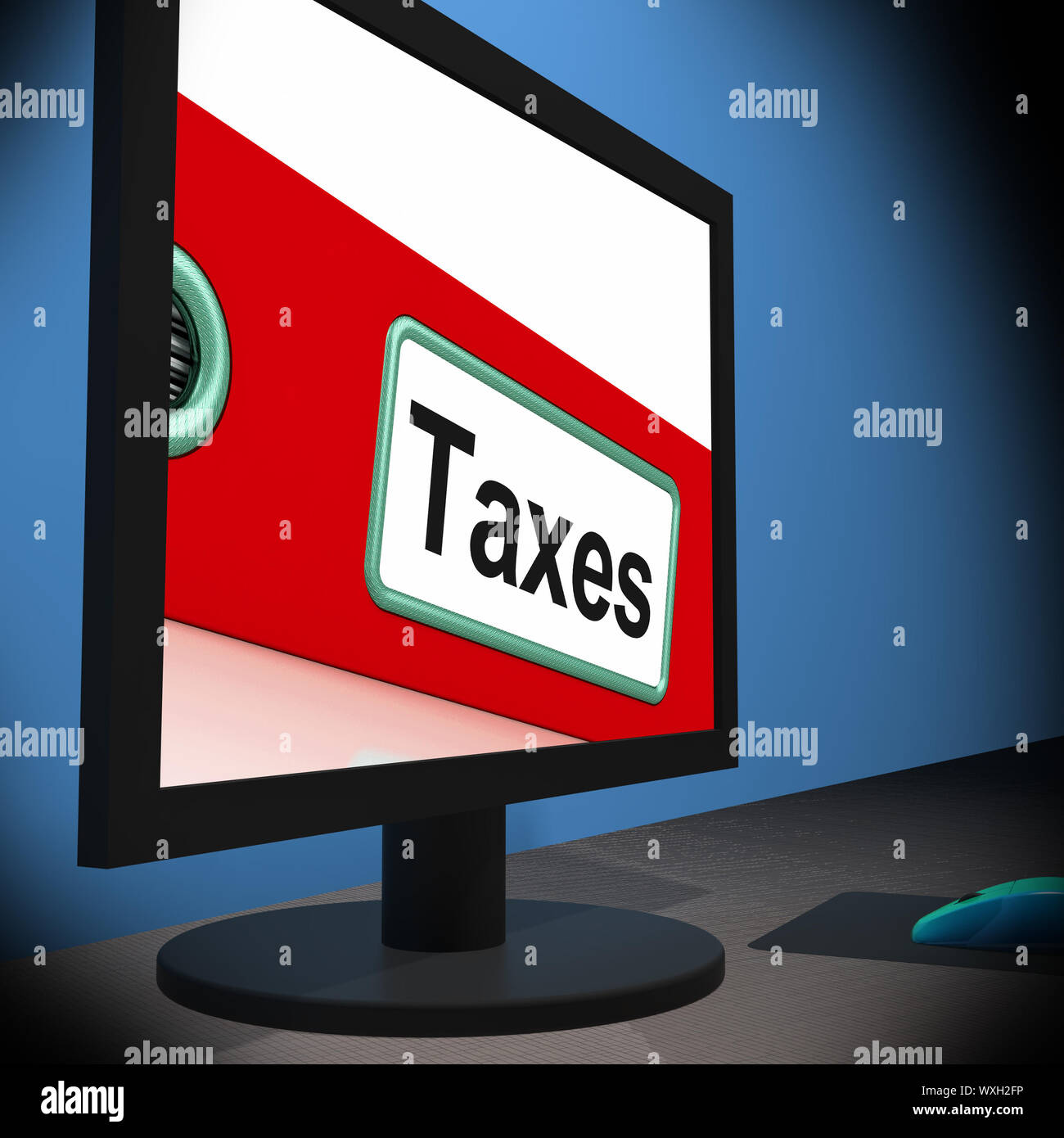 Taxes On Monitor Showing Taxation Or Payable Fees Stock Photo - Alamy