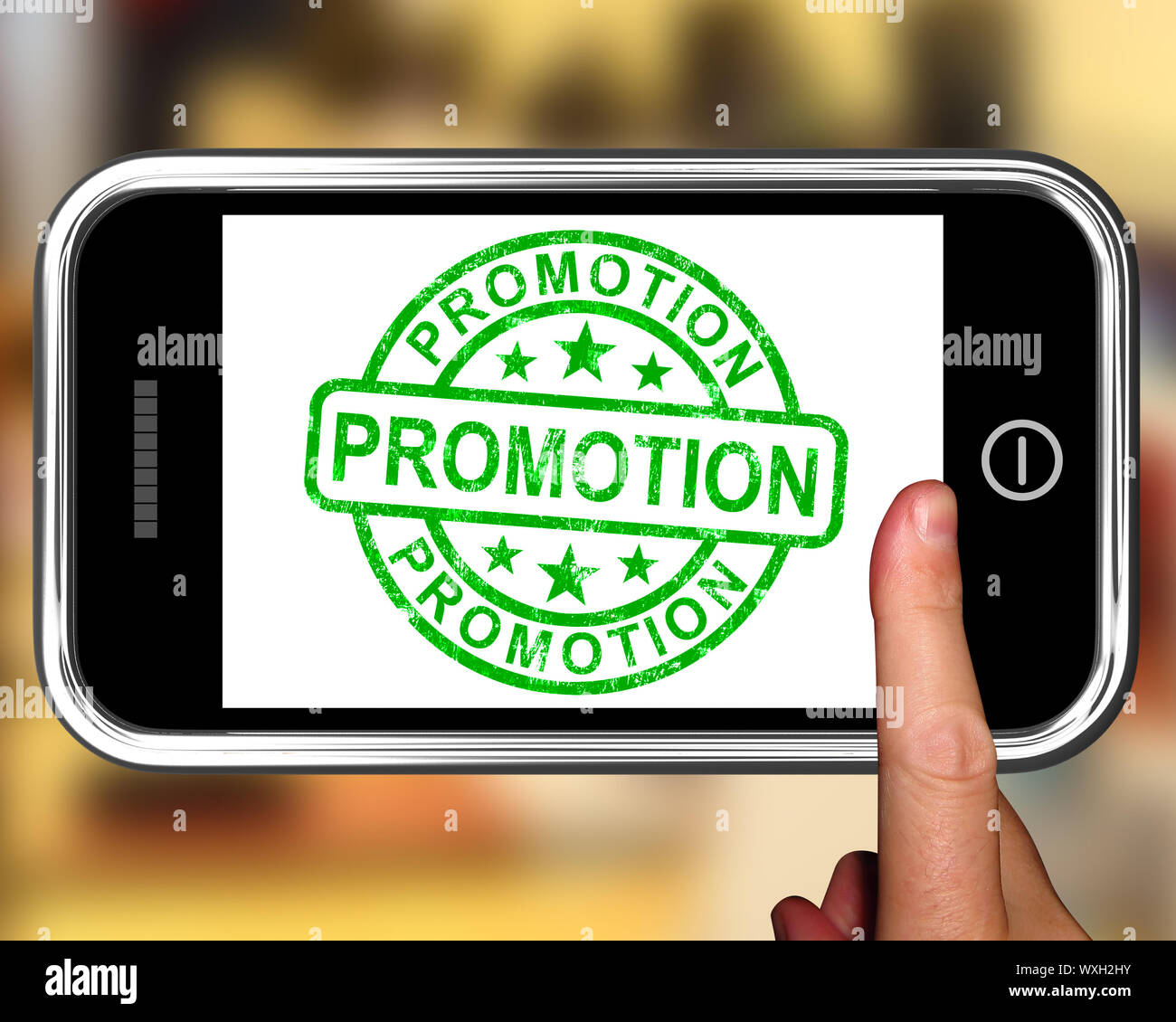 Promotion On Smartphone Shows Special Promotions And Discounts Stock ...