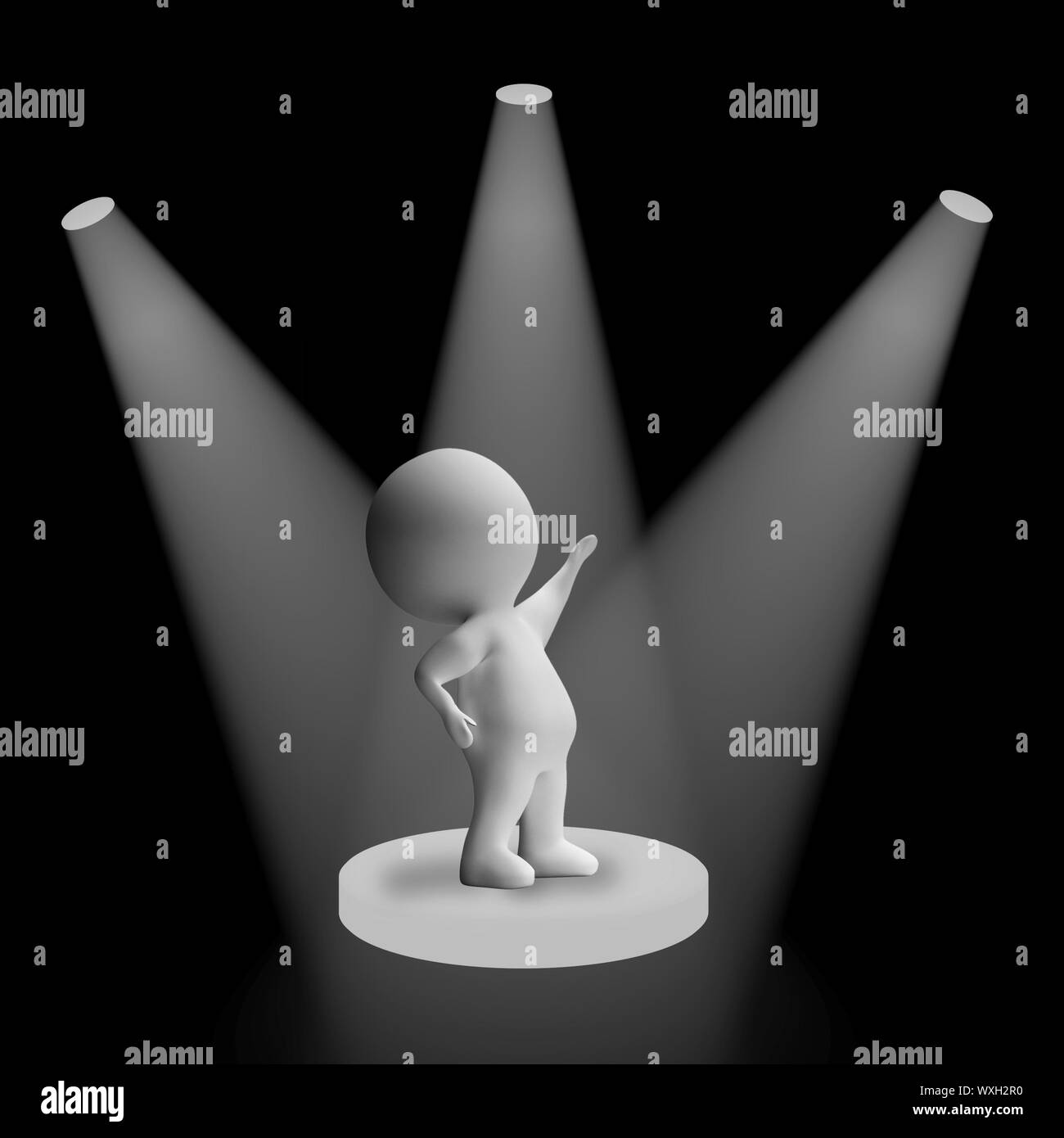 White Spotlights On Character Shows Fame And Performance Stock Photo ...