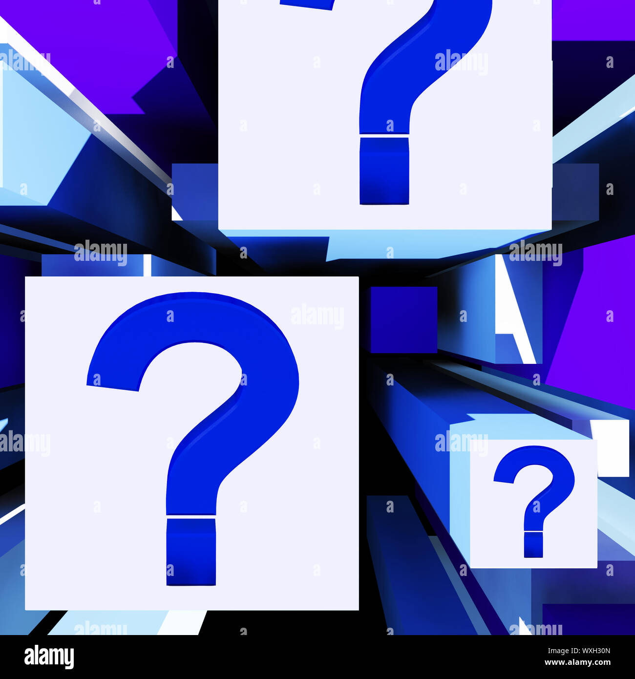 Question Mark On Cubes Shows Uncertainty Or Confusion Stock Photo - Alamy