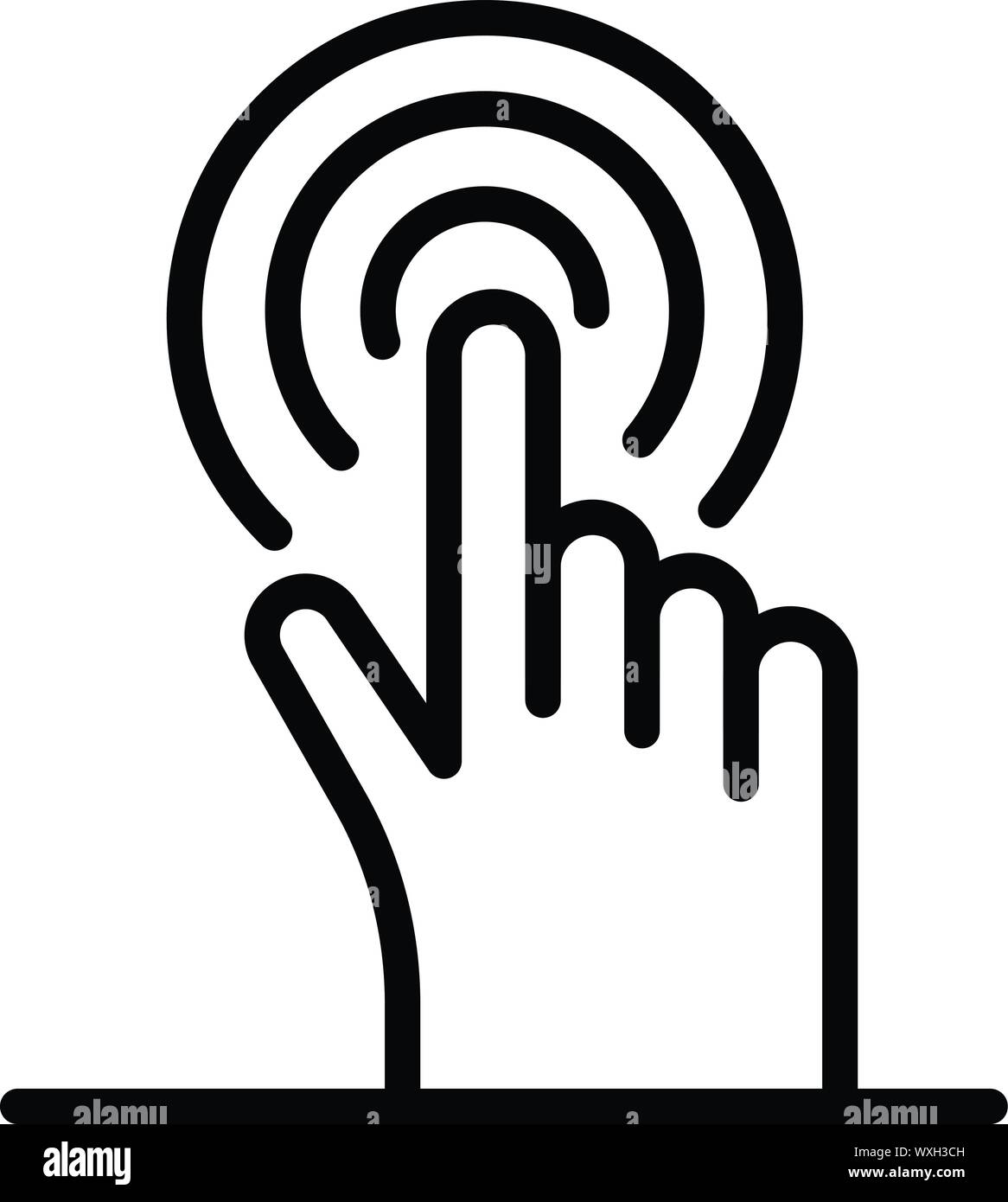 Finger presses a button icon. Outline finger presses a button vector ...