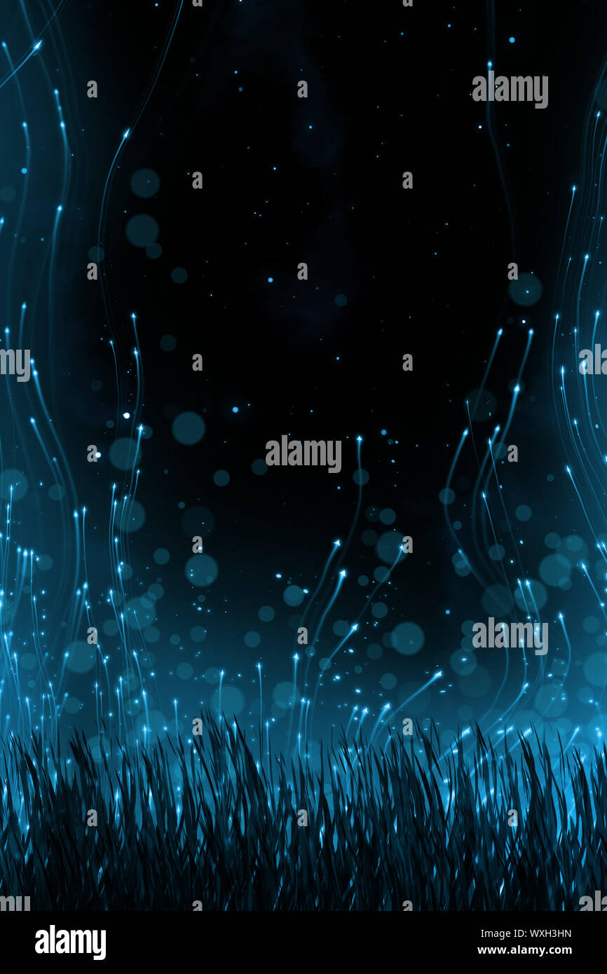 An image of a blue fireflies background Stock Photo - Alamy