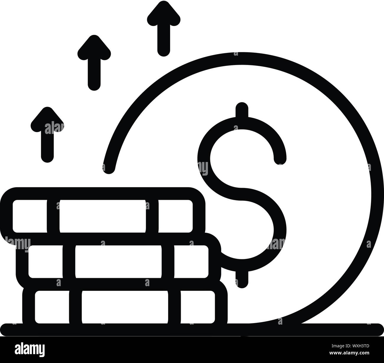 Rise money icon. Outline rise money vector icon for web design isolated ...