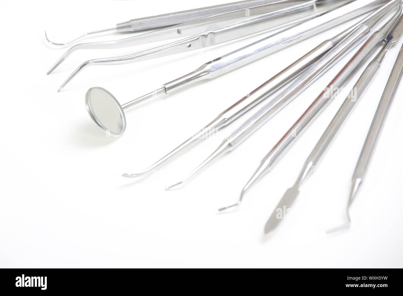 Set of metal medical equipment tools for teeth dental care Stock Photo ...