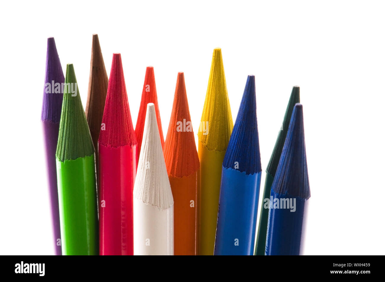 Collection of colorful pens over white background Stock Photo - Alamy