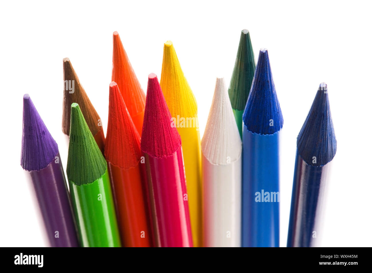 Collection of colorful pens over white background Stock Photo - Alamy