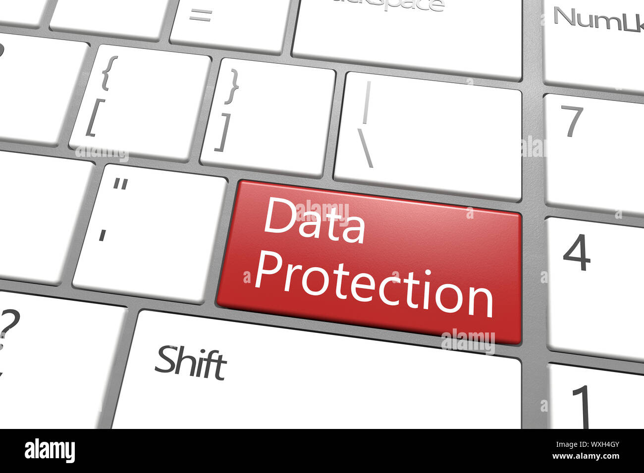 Security Concept: modern keyboard with a red Data Protection key Stock ...
