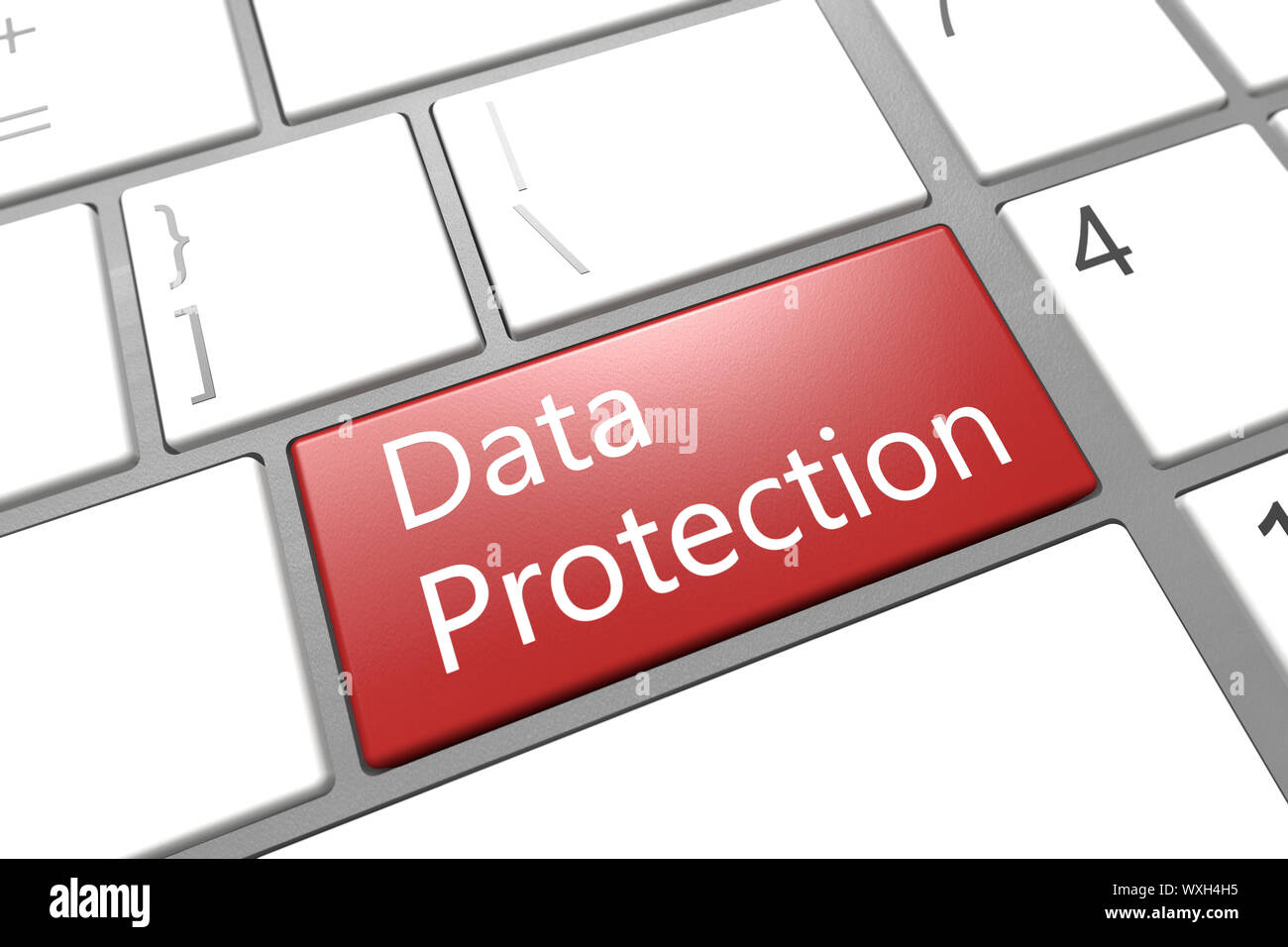 Security Concept: modern keyboard with a red Data Protection key Stock ...