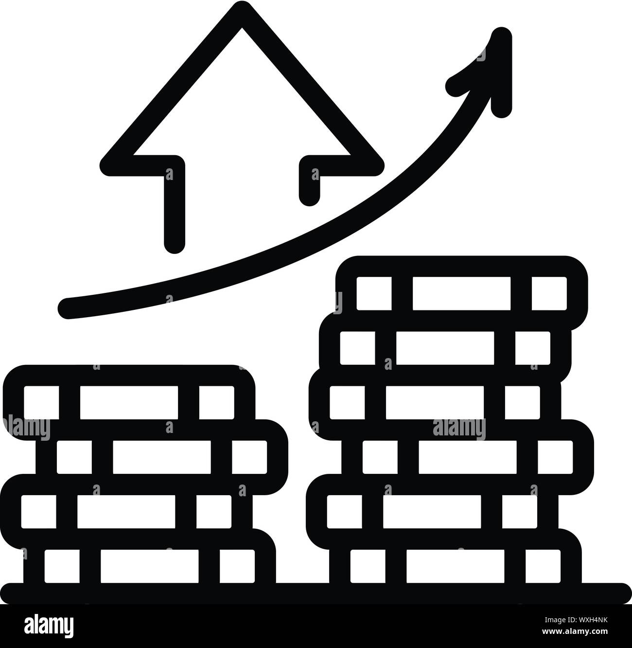 Rise money coins icon. Outline rise money coins vector icon for web ...