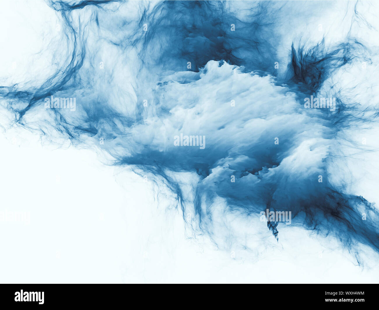 Design made of bursting strands of fractal smoke and paint to serve as ...