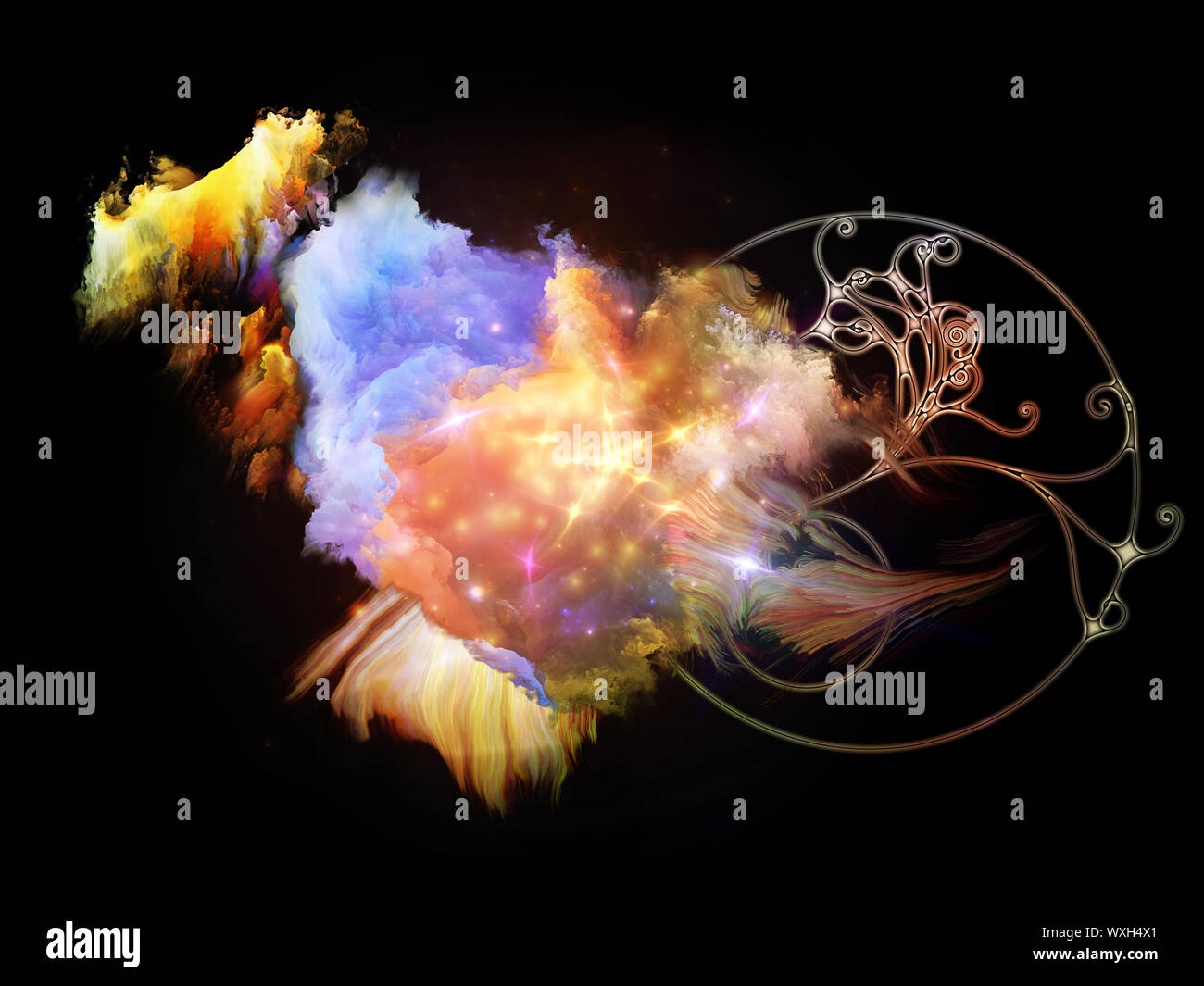 Design composed of decorative shapes and fractal elements as a metaphor ...