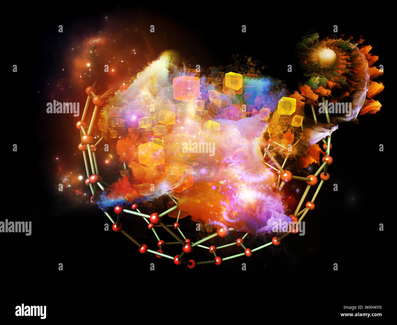 Backdrop composed of decorative shapes and fractal elements and ...