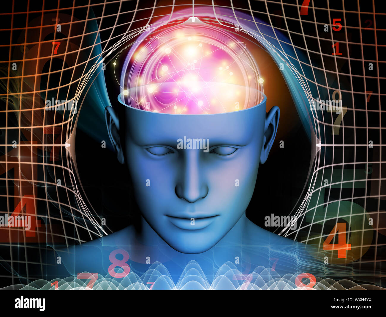Design composed of cutout of male head and symbolic elements as a ...