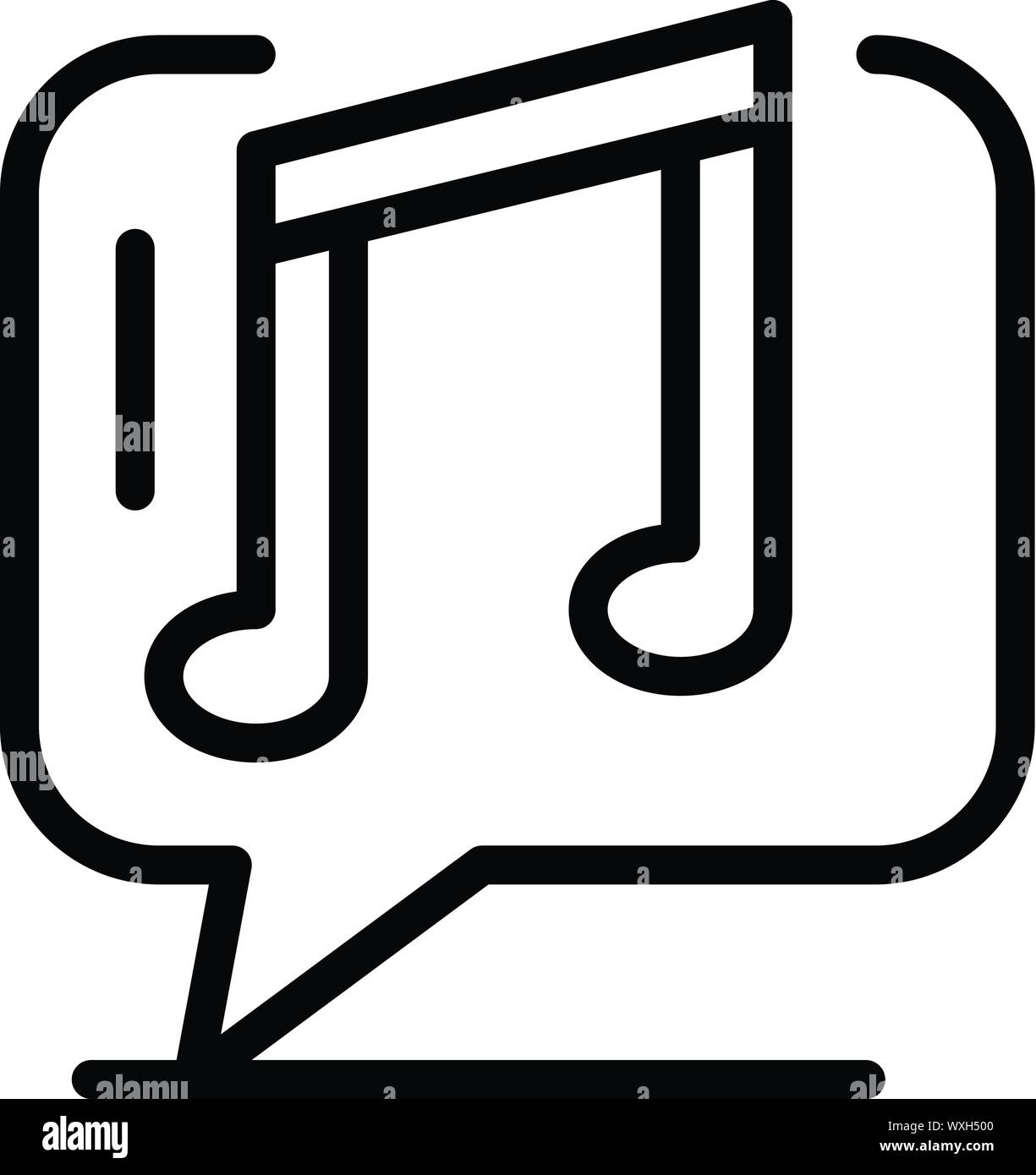 Musical note chat bubble icon. Outline musical note chat bubble vector ...
